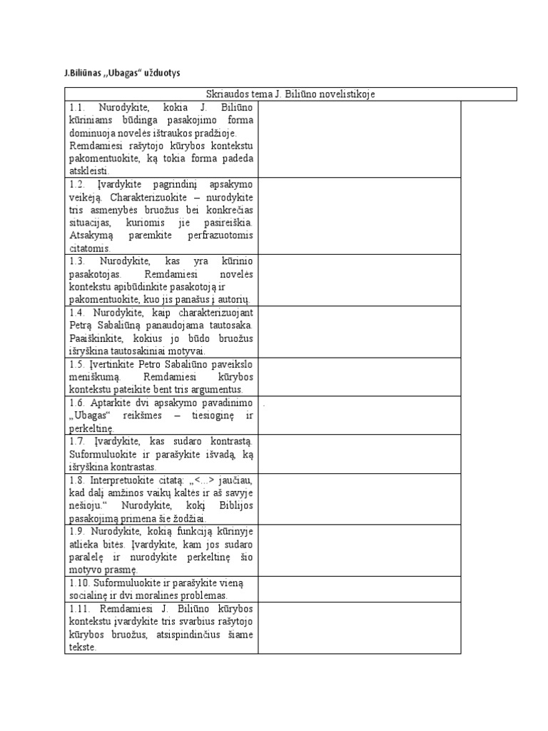 Uzduotys Is Ubagas | PDF