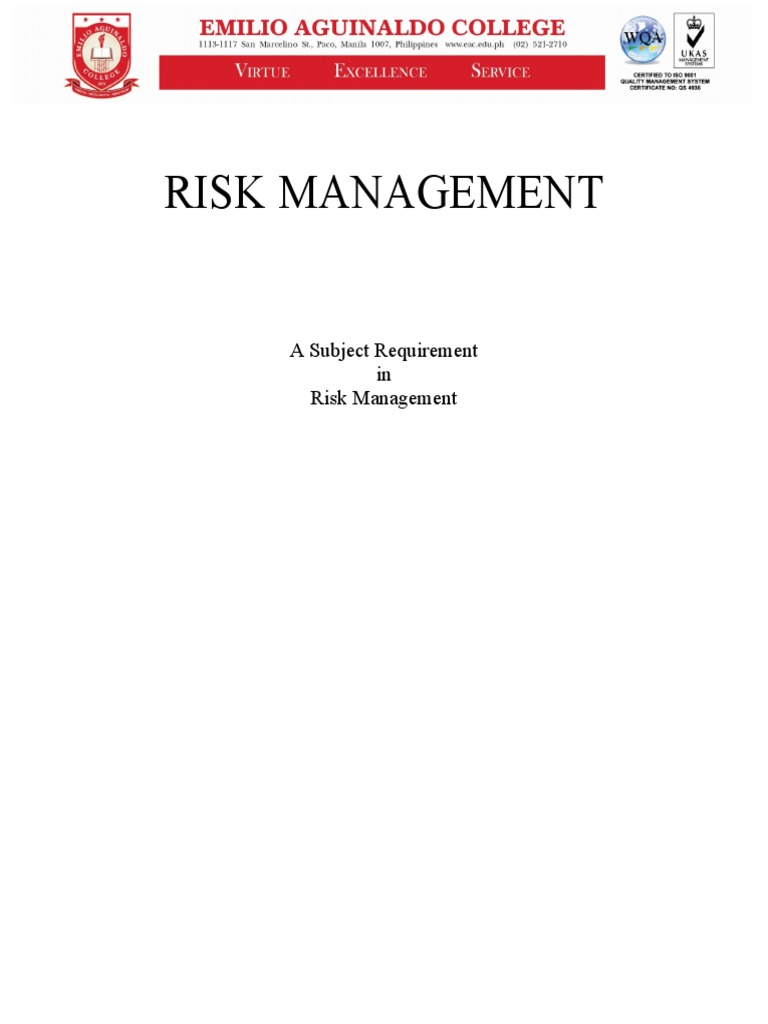A Subject Requirement in Risk Management | PDF | Financial Risk ...