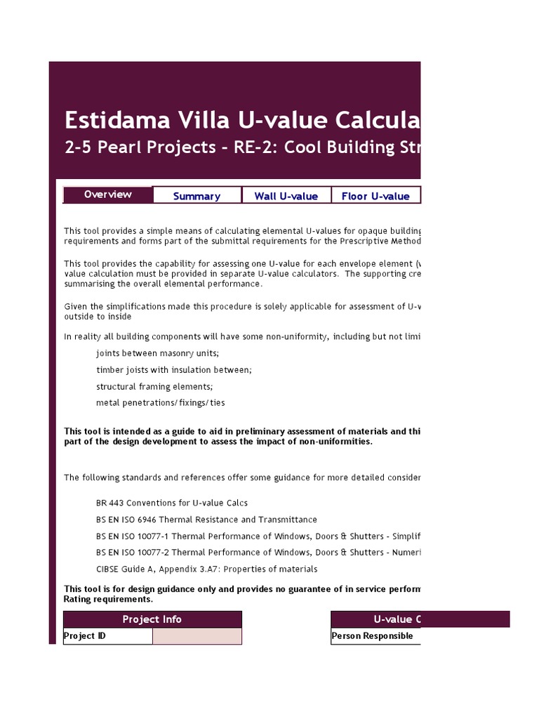 Estidama Villa U-Value Calculator v1.1 | PDF | Building Technology ...