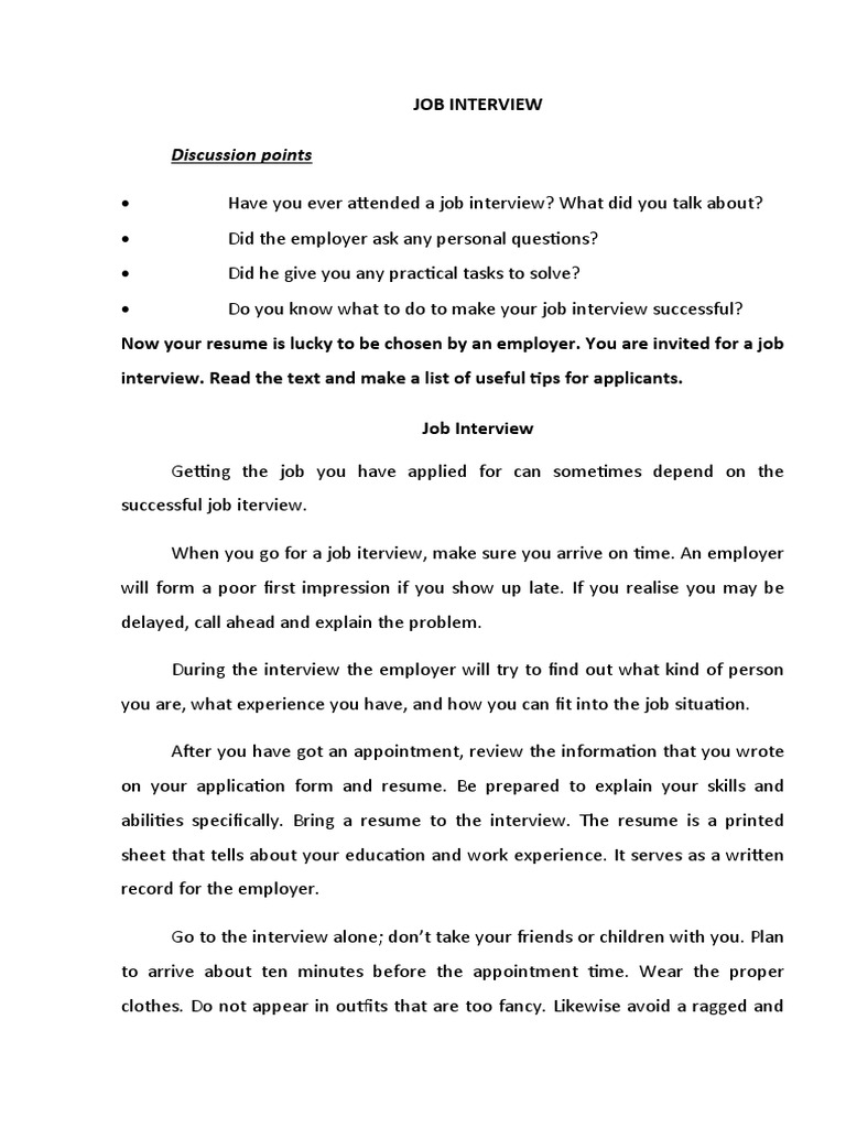 Тема 6. JOB INTERVIEW | PDF | Job Interview | Interview