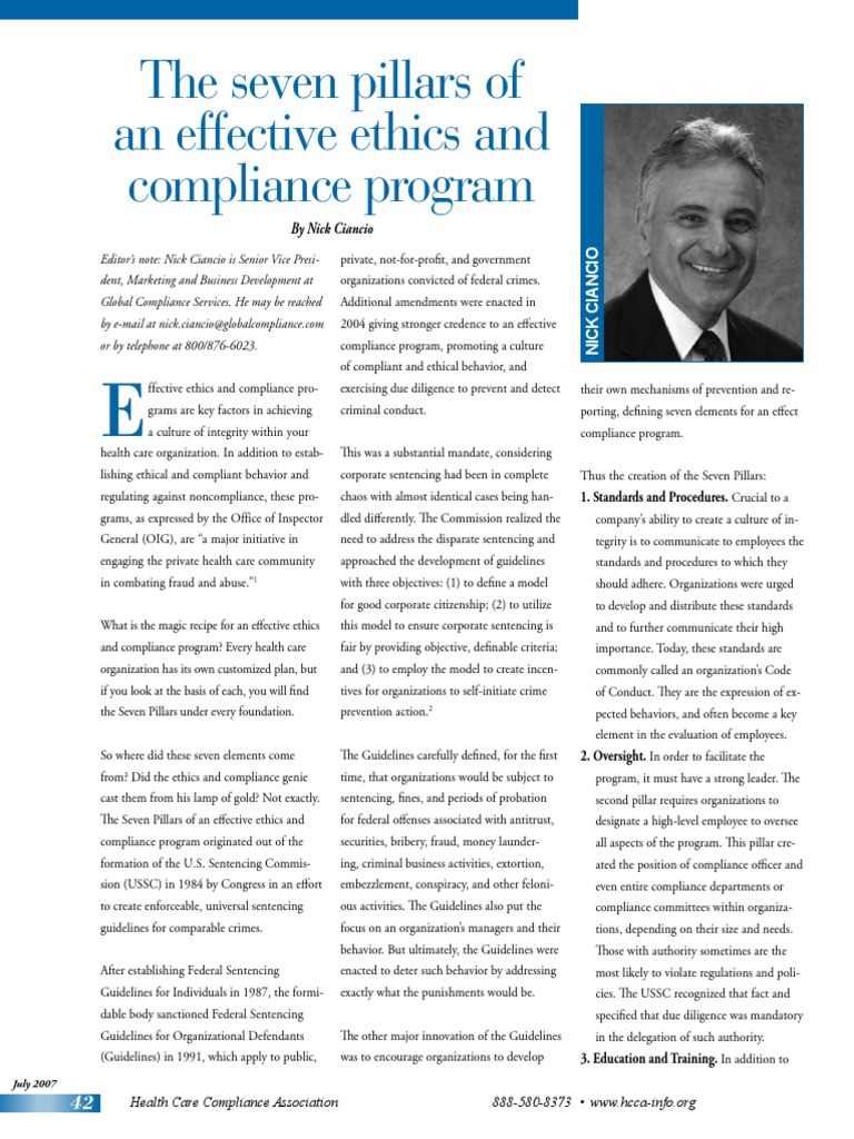 7 Pillars of Effective Ethics and Compliance Program Soru 2 PDF ...