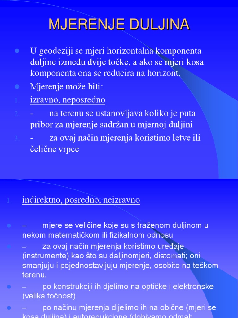 MJERENJE DULJINA - IX Predavanje - I | PDF