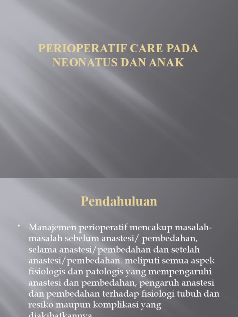 Perioperatif Care Neonatus | PDF | Pengembangan Diri | Kesehatan Holistik