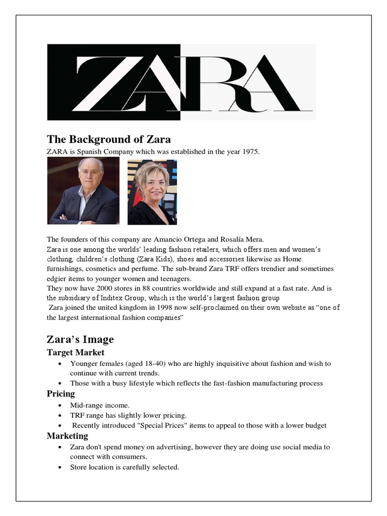 The Background of Zara: Target Market | PDF | Merchandising | Retail