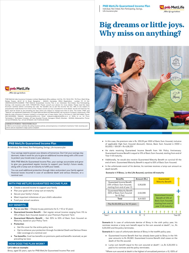 PNB MetLife Guaranteed Income Plan-Brochure - tcm47-63397 PDF | PDF | Met Life | Insurance