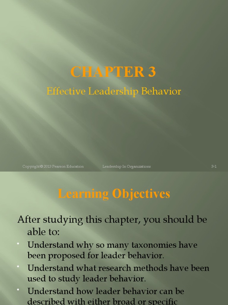 Chapter 03 Effective Leadership Behavior | PDF | Leadership | Learning