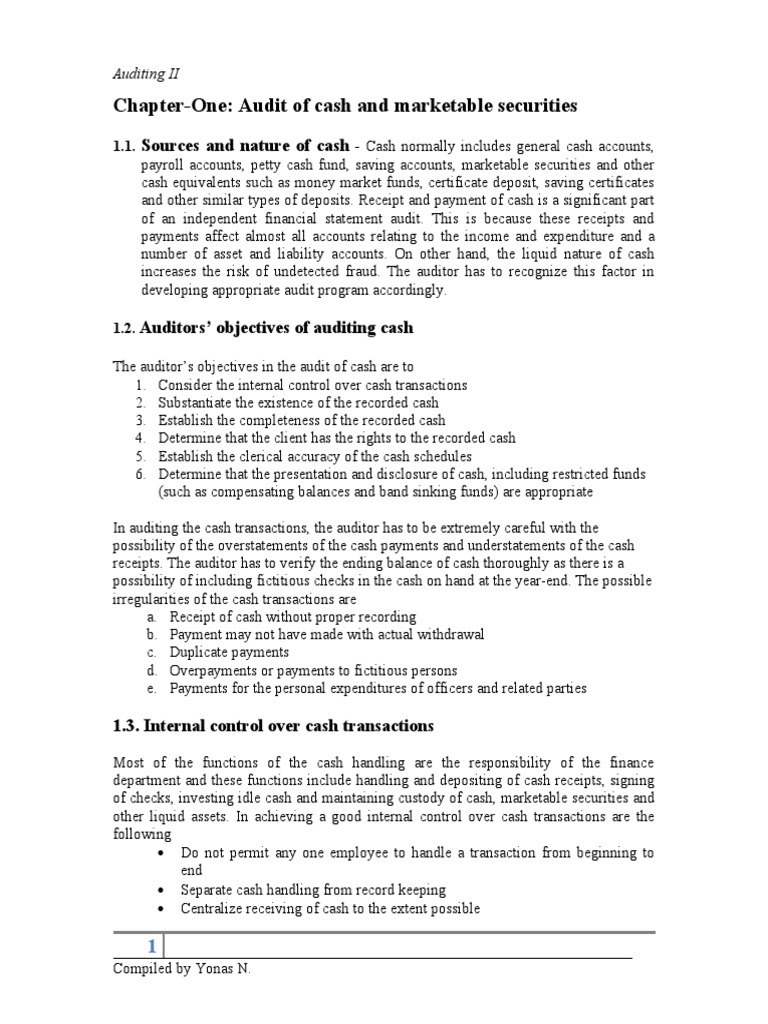 Auditing II Edited | PDF | Audit | Cheque