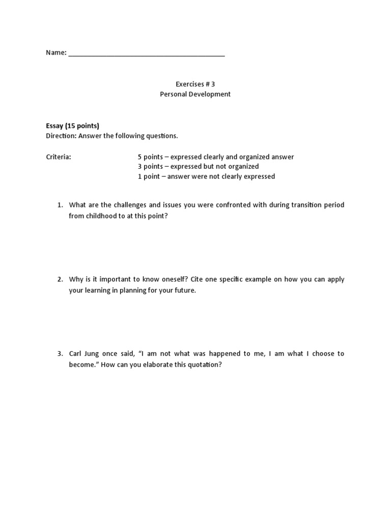 Personal Development Activity #3 | PDF