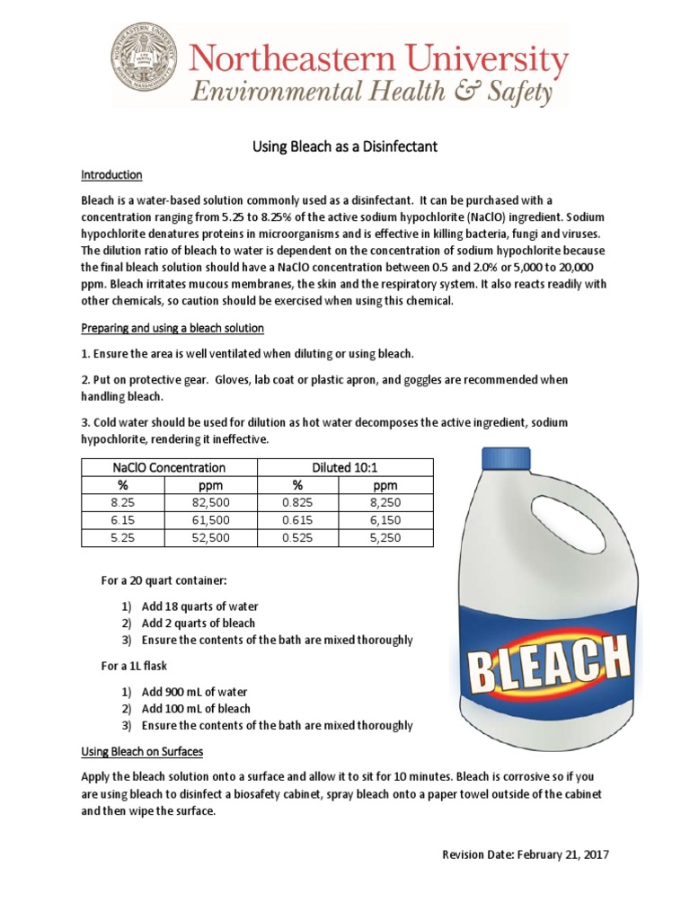 Bleach Fact Sheet Draft - Ejc2 - PDF | PDF | Bleach | Disinfectant