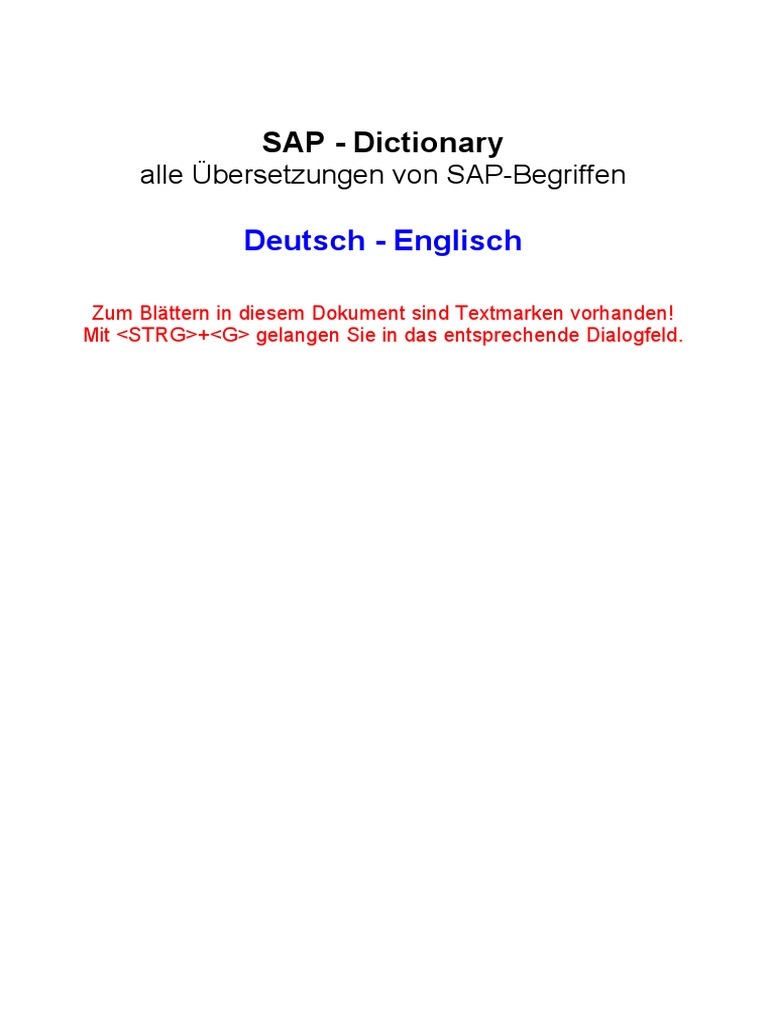 SAP Dictionary German English | PDF
