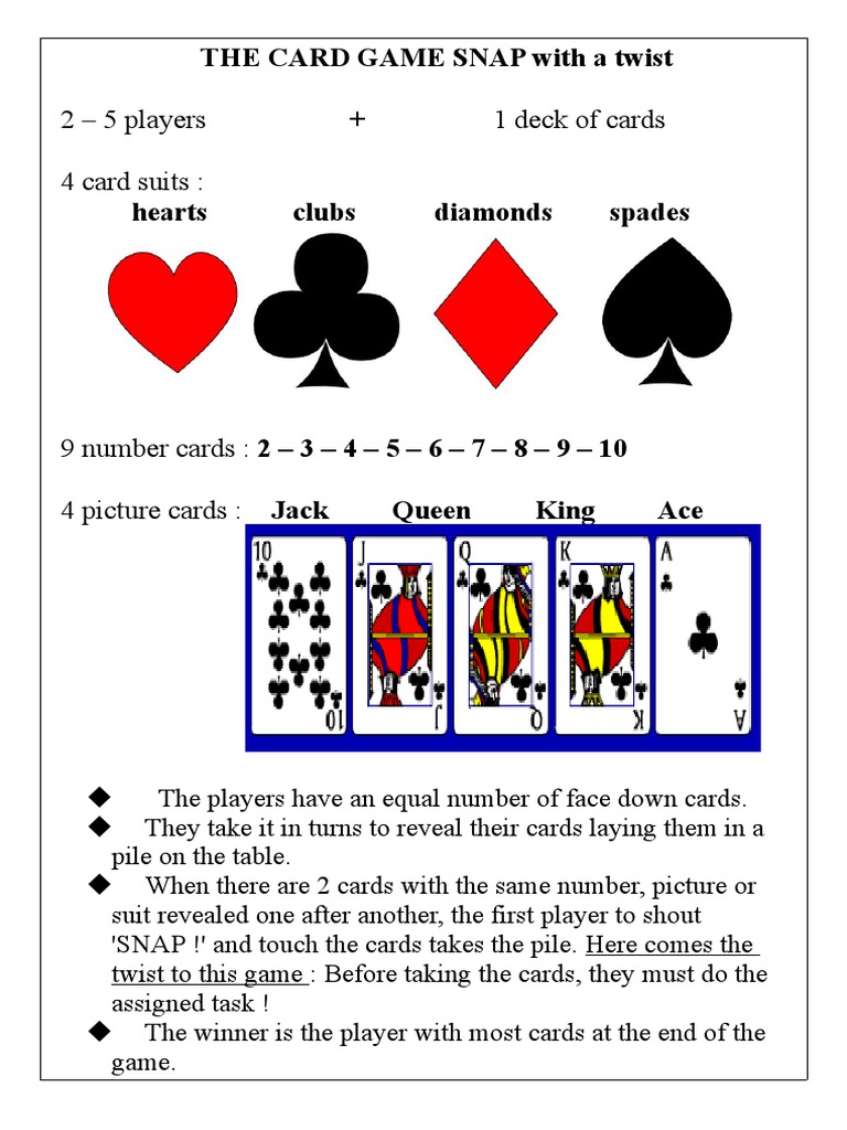 The Card Game Snap With A Twist For Any Level Fun Activities Games ...