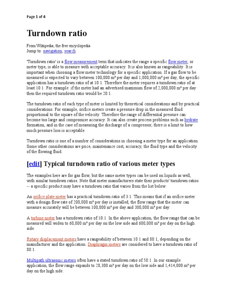 Typical Turndown Ratio of Various Meter Types | Download Free PDF ...