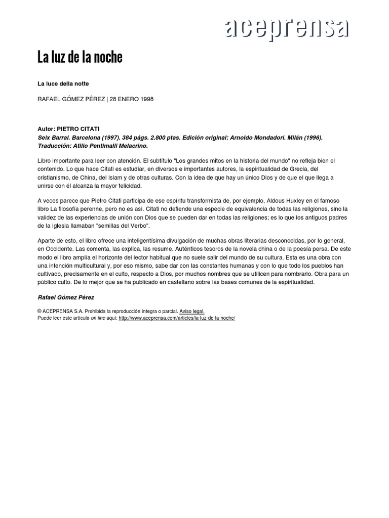 La Luz de La Noche | PDF | Ciencias sociales | Filosofía