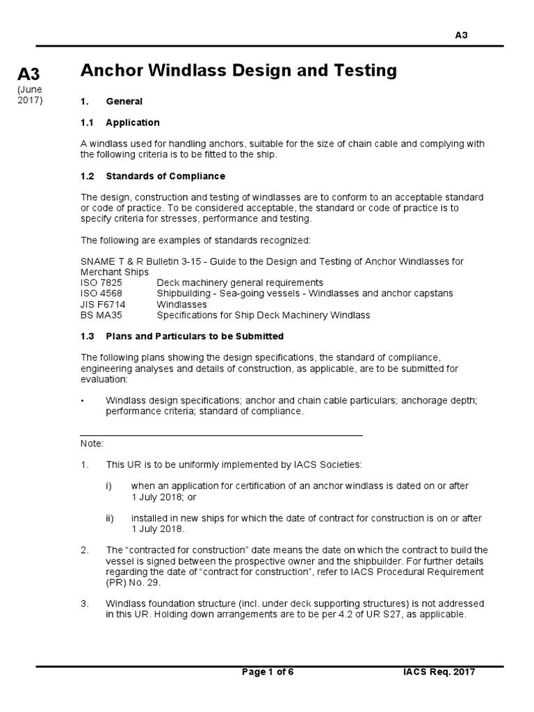 A3 Anchor Windlass Design and Testing A3 | Download Free PDF ...