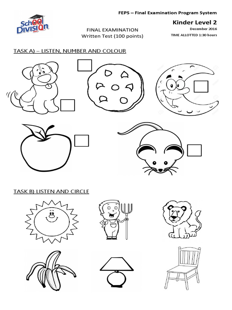 Kinder Level 2 Final Exam Pdf