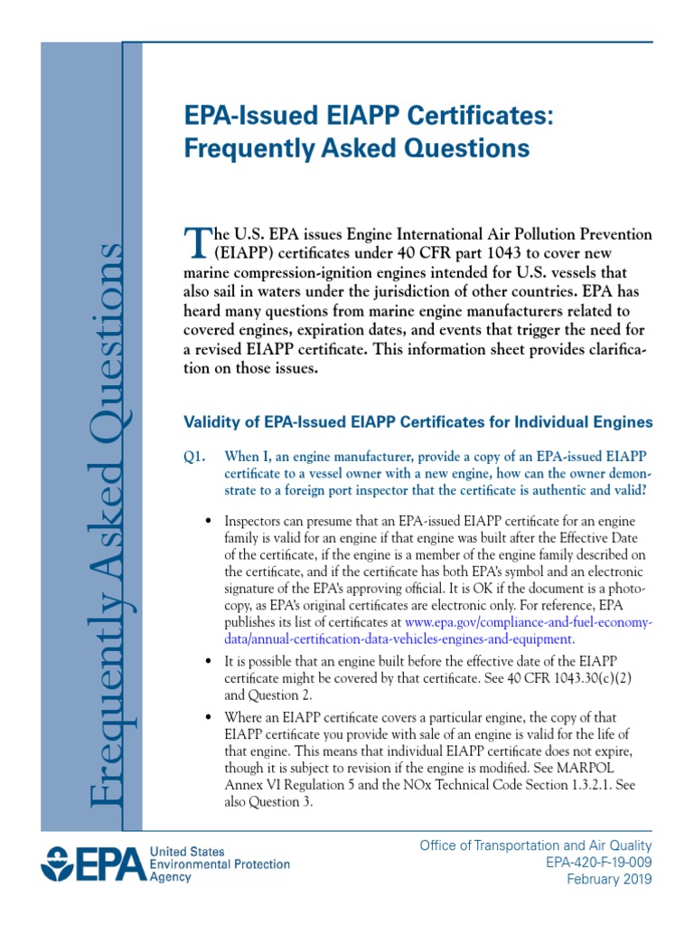 EA United: EPA-Issued EIAPP Certifcates: Frequently Asked Questions ...