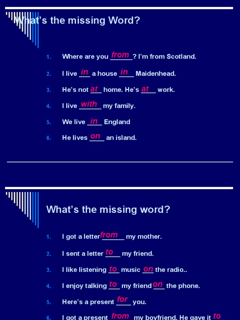Missing Word Game | PDF