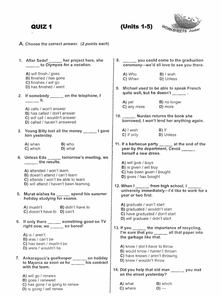 ELS Junior Worksheets Answer Key | PDF
