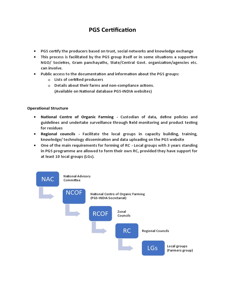 PGS Certification: NAC Ncof | PDF | Agriculture | Business