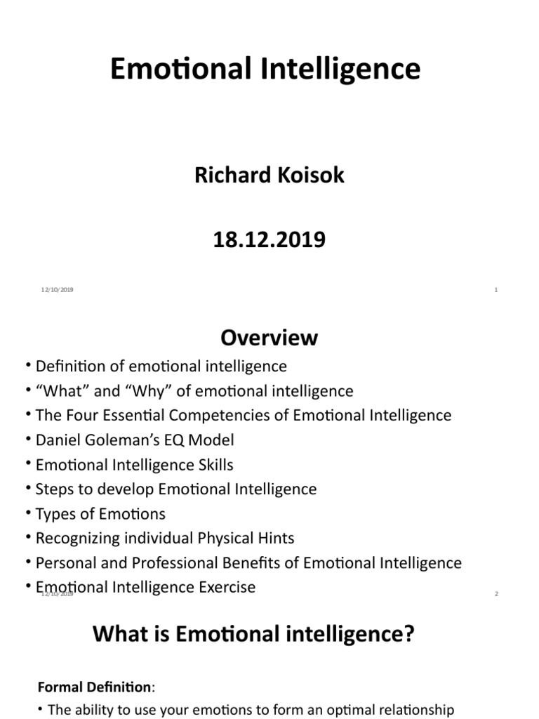 Emotional Intelligence PPT 18.11.2019 | PDF | Self Awareness ...