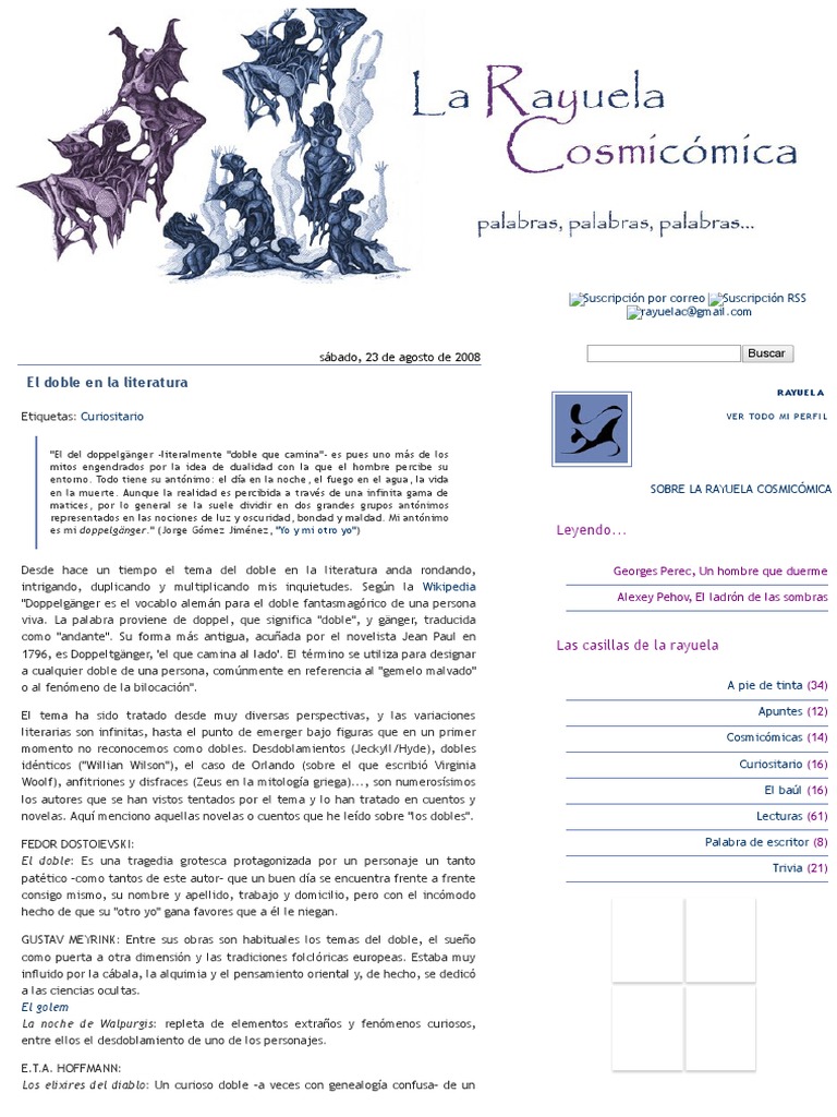El doble en la literatura _ La Rayuela Cosmicómica | PDF