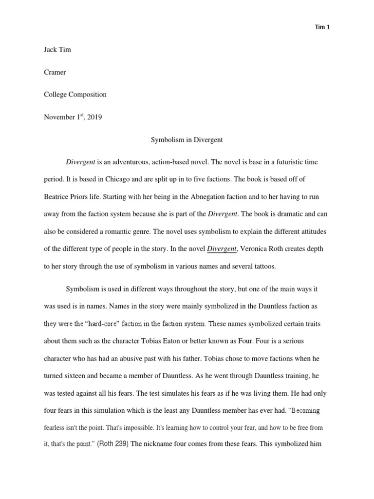 Divergent Symbolism Essay | PDF | Divergent (Novel)