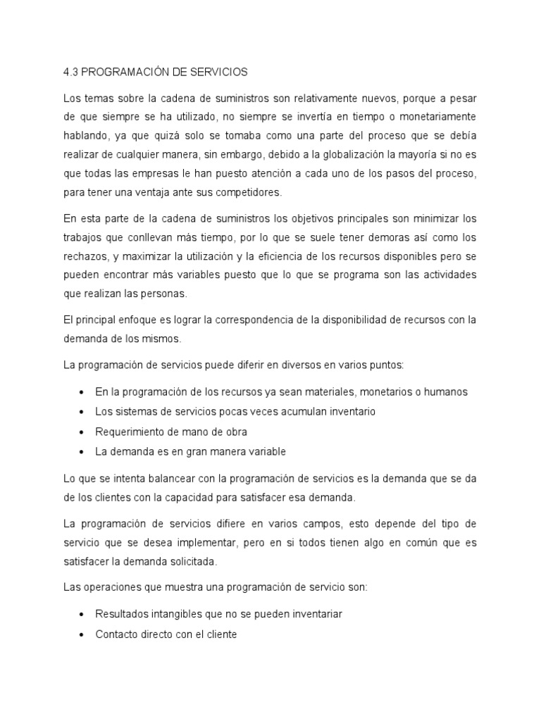 Programación de Servicios en Suministros | PDF | Crecimiento personal y ...