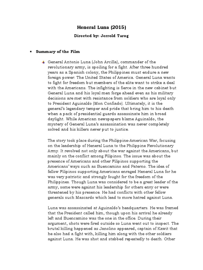 Heneral Luna: A Historical Biopic | PDF | Unrest