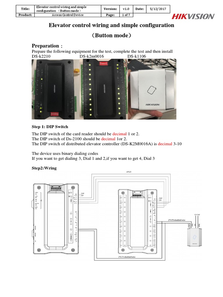 Hikvision Elevator Control Wiring Guide | PDF | Switch | Elevator