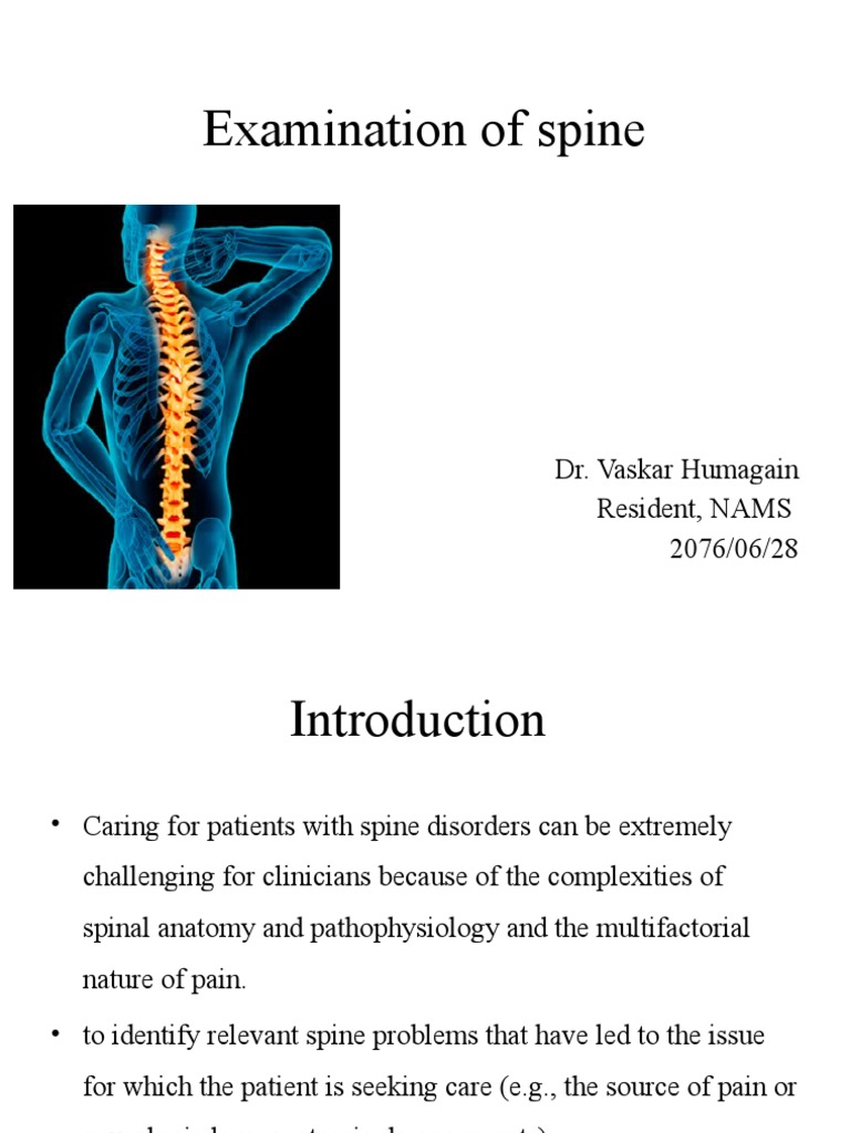 Examination of Spine | PDF | Anatomical Terms Of Motion | Vertebral Column