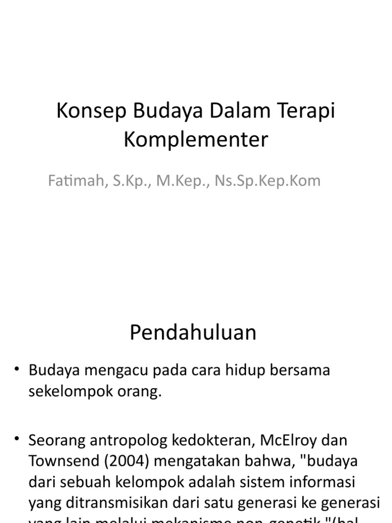 Konsep Budaya Dalam Terapi Komplementer | PDF