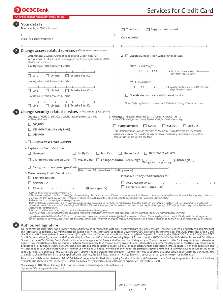 Services for Credit Card: An Application Form for Accessing and ...