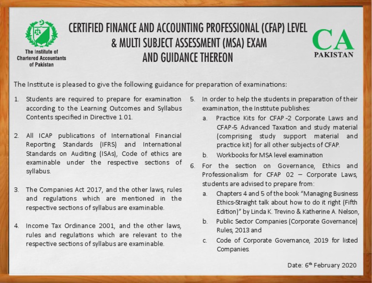 CFAP MSA Overall Guidance PDF | PDF