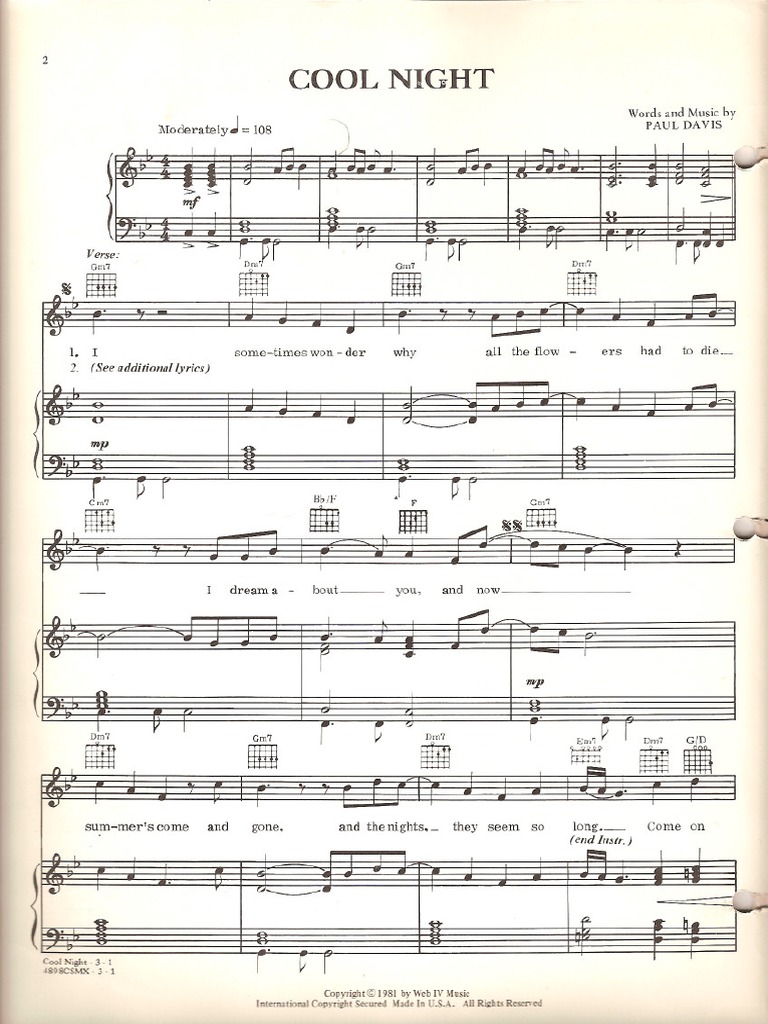 Cool Night - Paul Davis | PDF