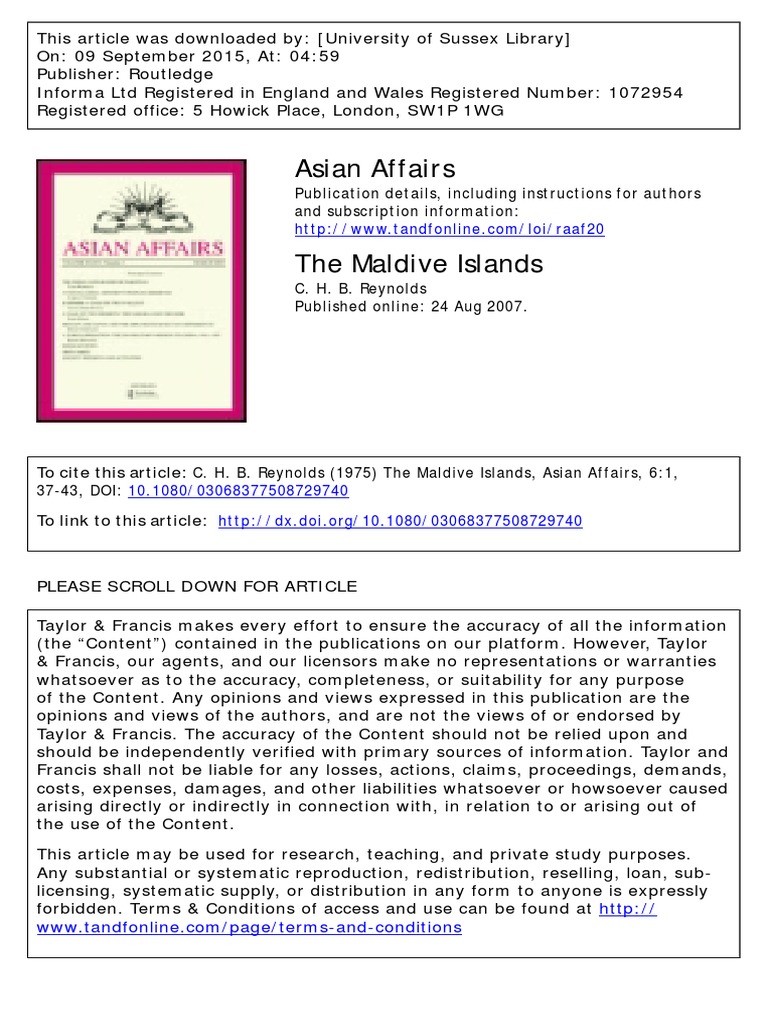 Insights Into the Geography, Culture and History of the Maldive Islands ...