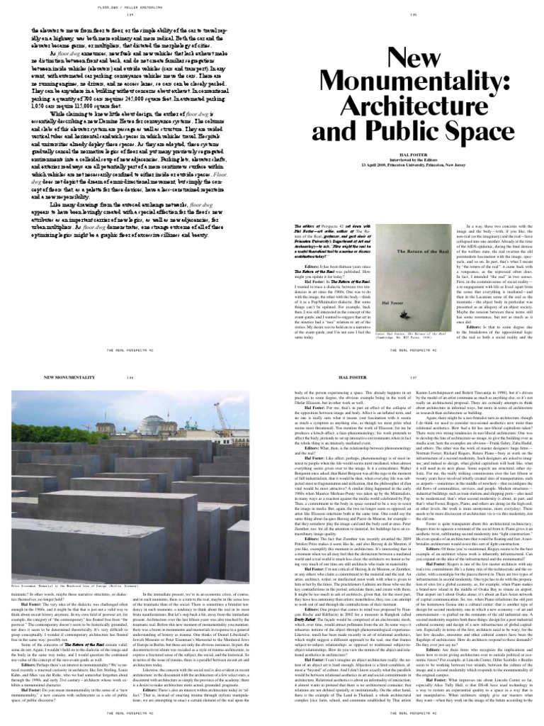 Hal Foster - New Monumentality Architecture and Public Space | PDF ...