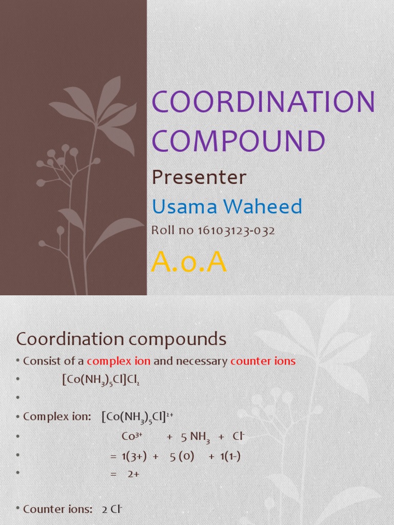 Coordination Compounds: Structure, Naming, and Isomerism | PDF ...