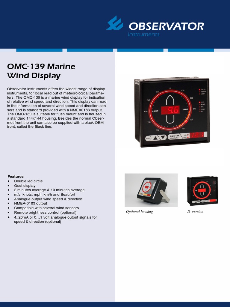 OMC-139 Marine Wind Display: Features | PDF | Wound | Power Supply