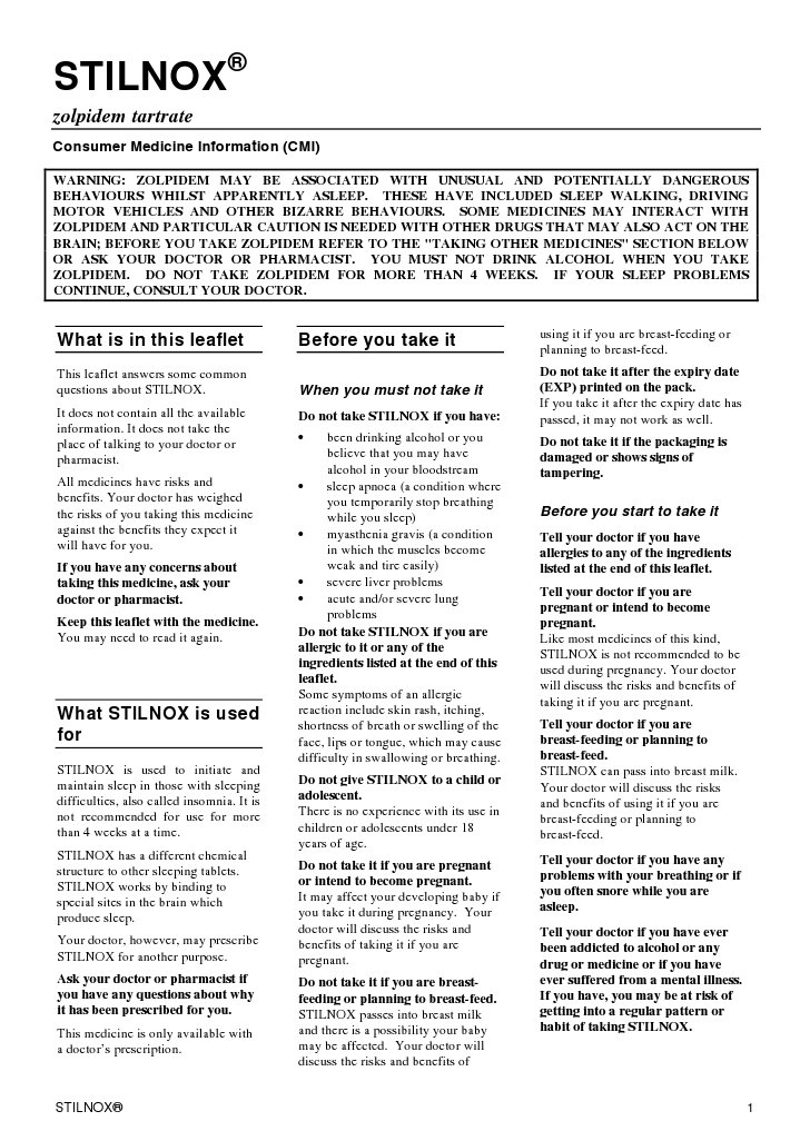 Stilnox 10 MG | PDF | Adverse Effect | Medical Prescription