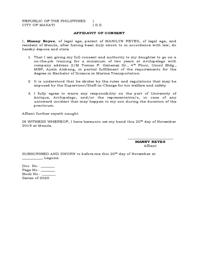Consent For OJT | PDF