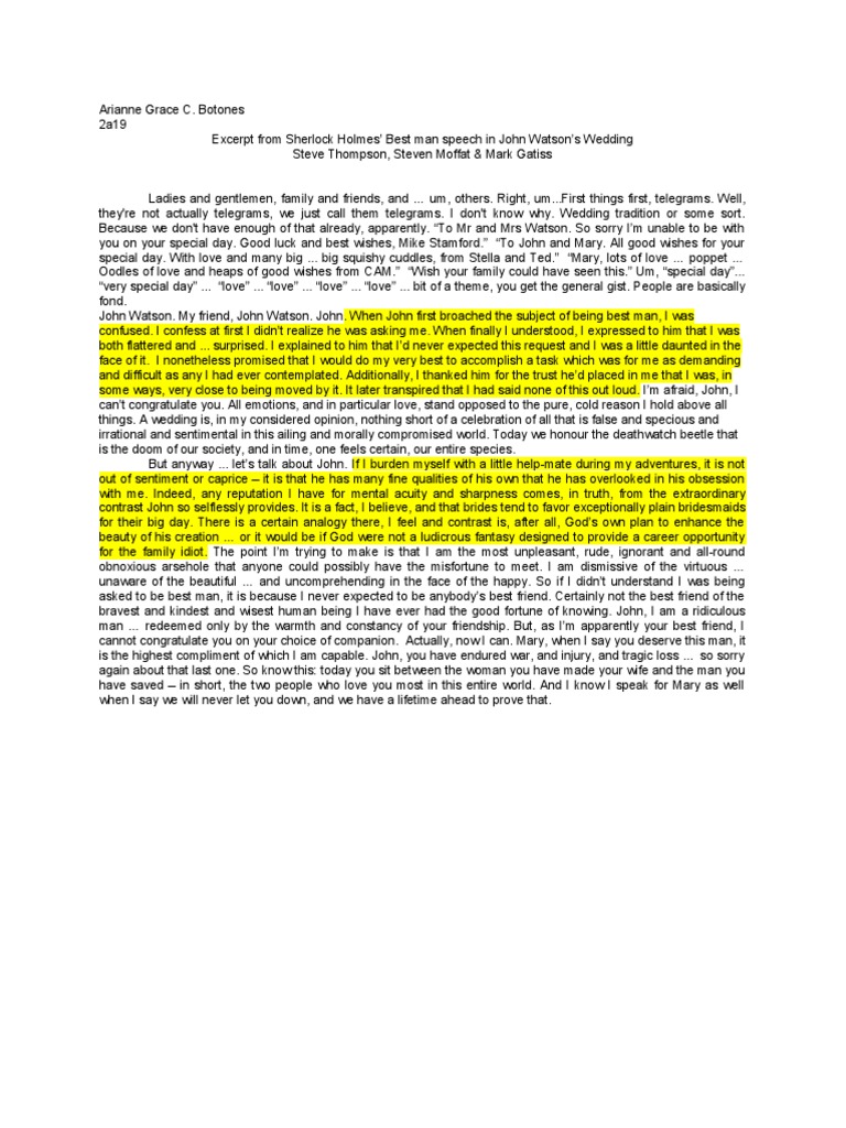 Sherlock Holmes - Speech | PDF | Dr. Watson