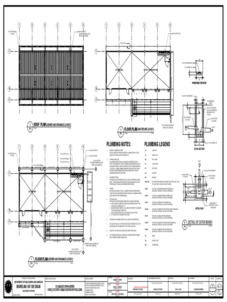 Plumbing Notes: Plumbing Legend:: Roof Plan Floor Plan | PDF | Plumbing ...