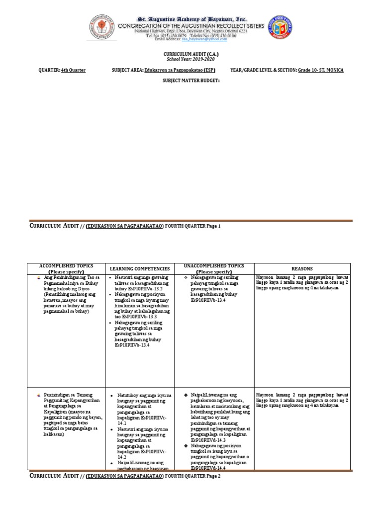 CA ESP 4th QUARTER | PDF