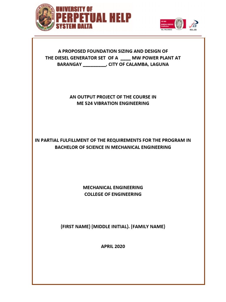 Vibration Project Front Page Template | PDF