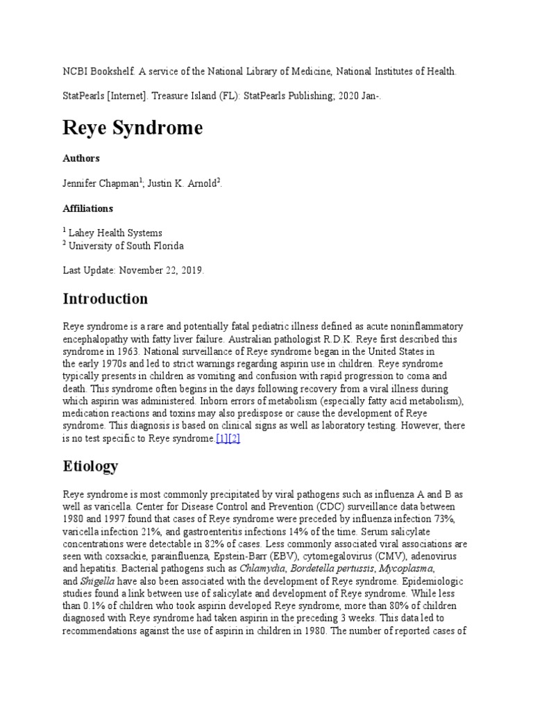 Reye's Syndrome | PDF | Medical Specialties | Clinical Medicine