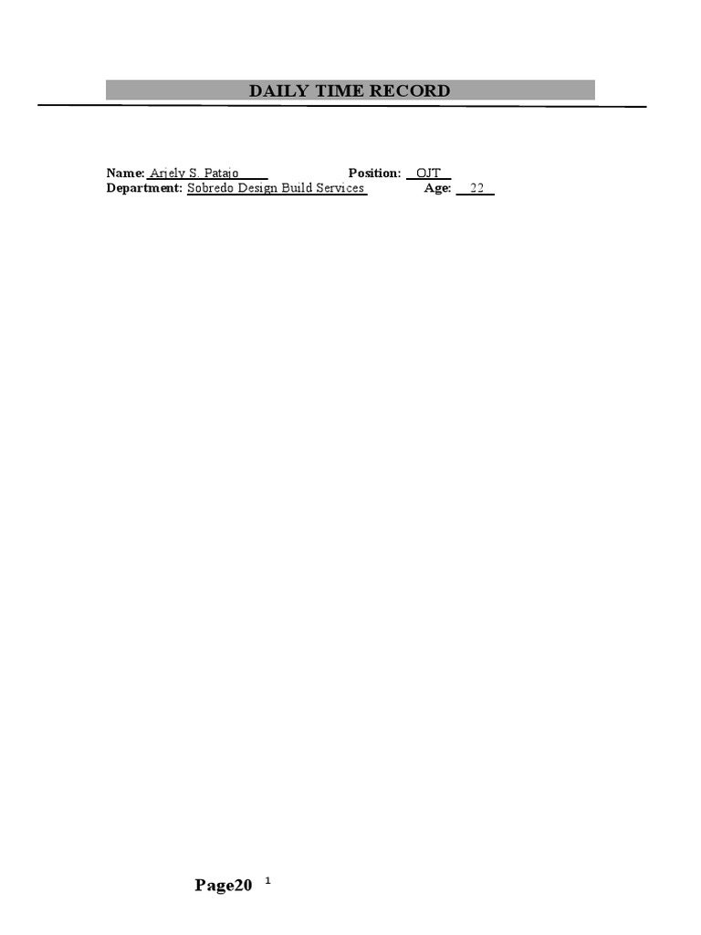 Daily Time Record OJT | PDF | Business