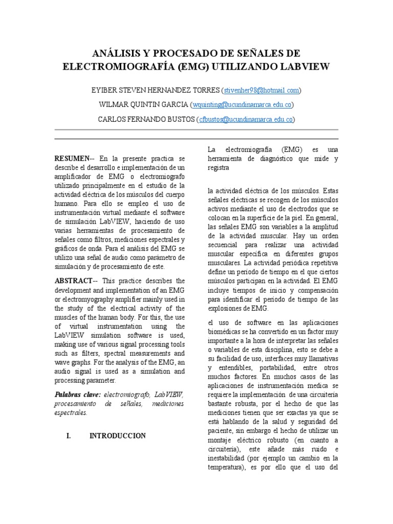 EMG en Labview | PDF | Electromiografia | Procesamiento de la señal
