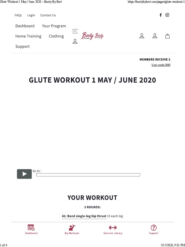 Glute Workout Plan - Booty By Bret | PDF | Wellness | Lifestyle