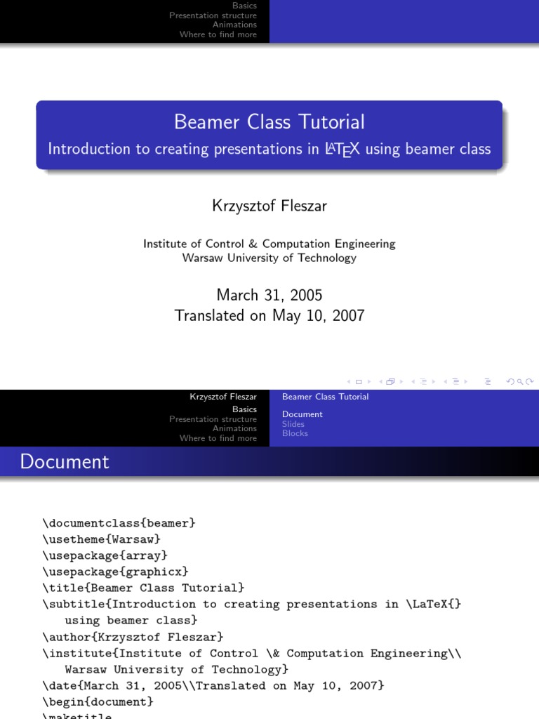 Beamer Class Tutorial: Introduction To Creating Presentations in L TEX ...