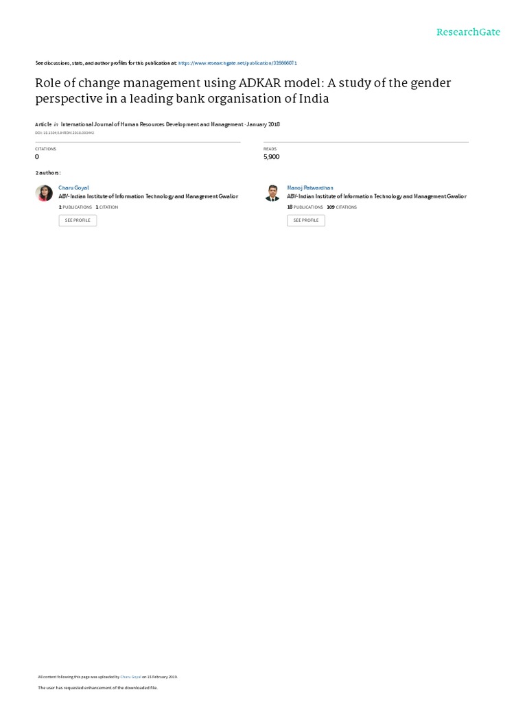 Change Management Using ADKAR Model | PDF | P Value | Student's T Test